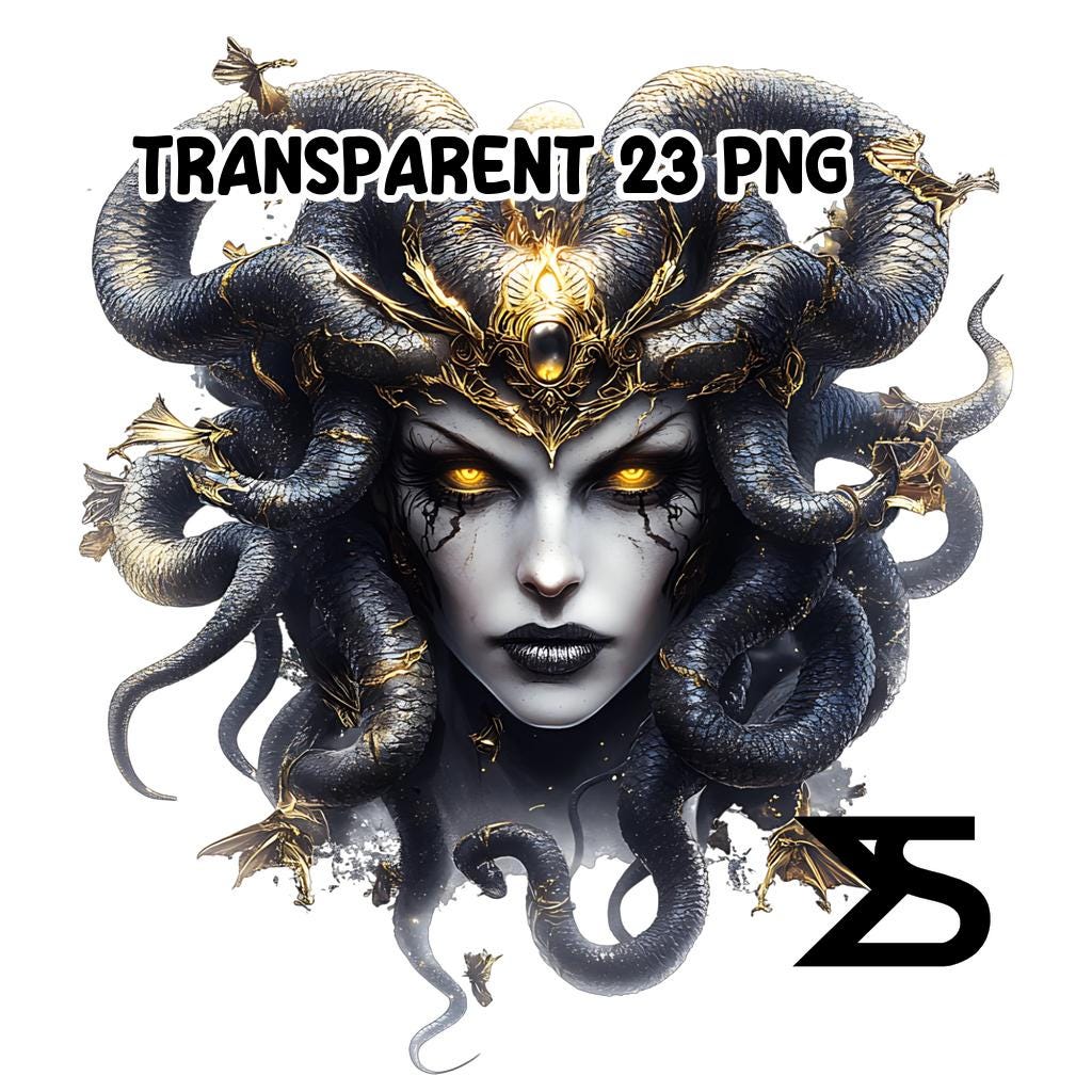 Watercolor Medusa PNG Image on Transparent Background, Digital Sticker ...