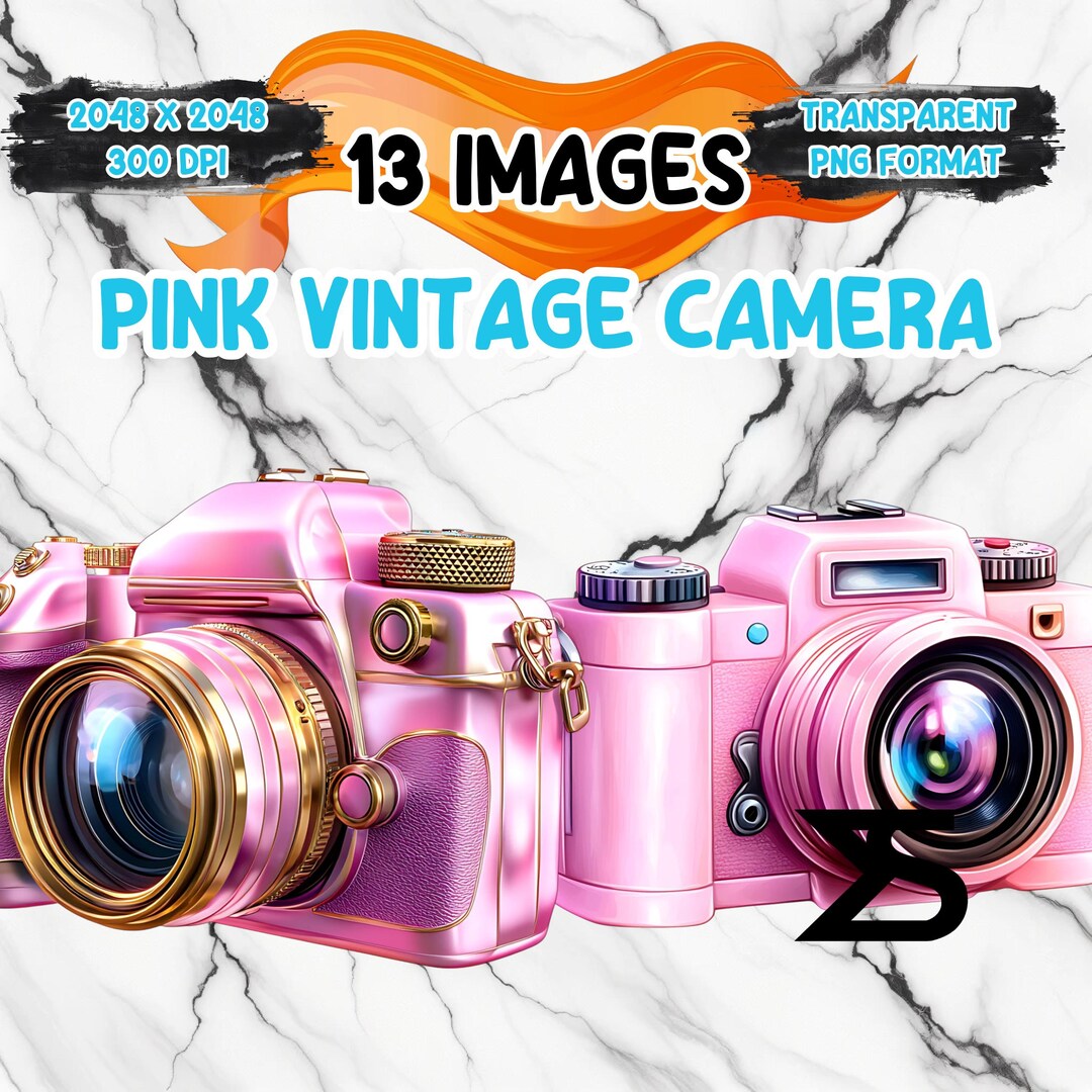 Watercolor Pink Vintage Camera PNG Image on Transparent Background ...