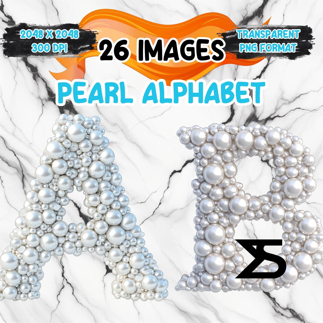 Watercolor Pearl Alphabet PNG Image on Transparent Background, Digital ...