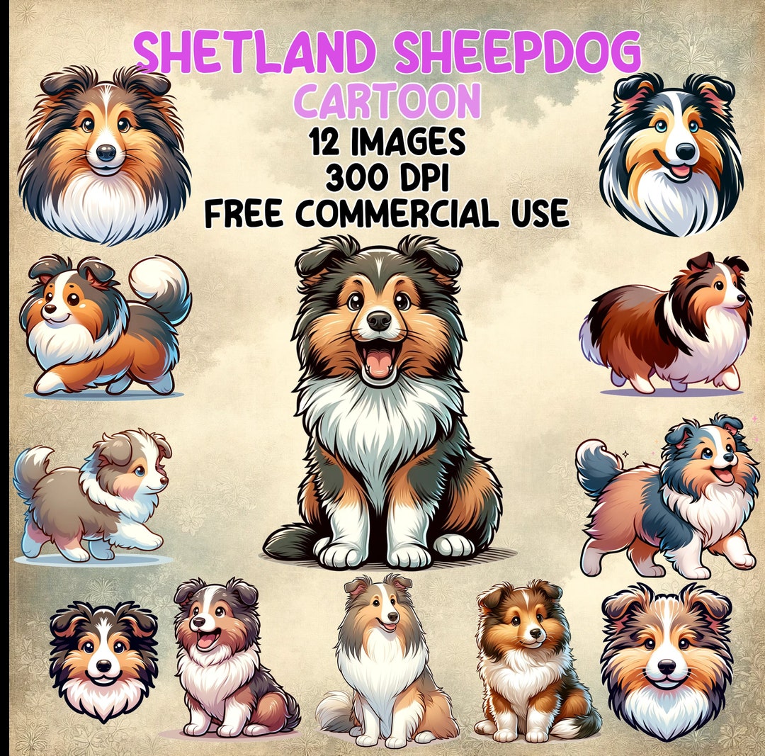 Shetland Sheepdog Clipart, Instant Download, , Cartoon, Hund Clipart ...