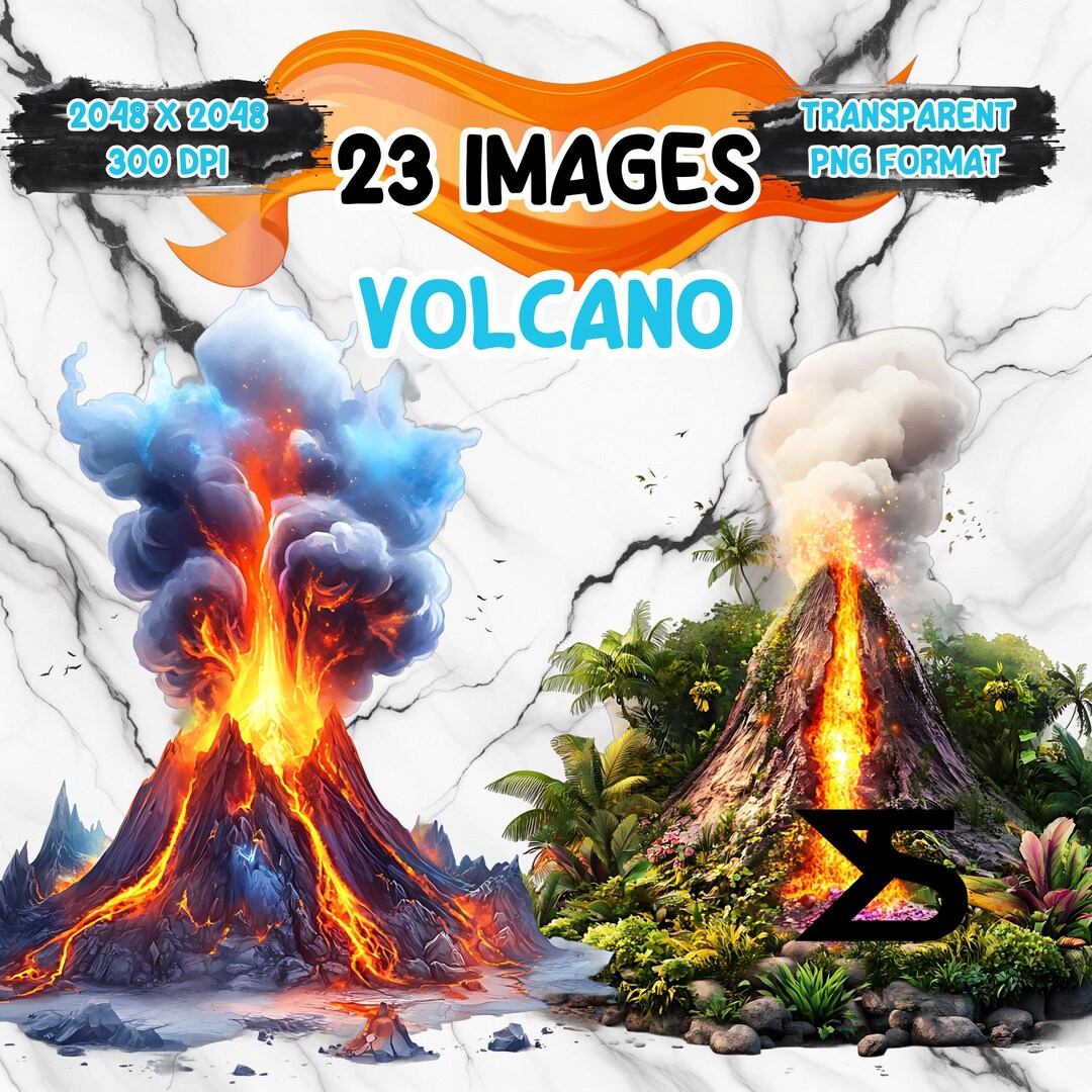 Watercolor Volcano Landscape PNG Image With Transparent Background ...