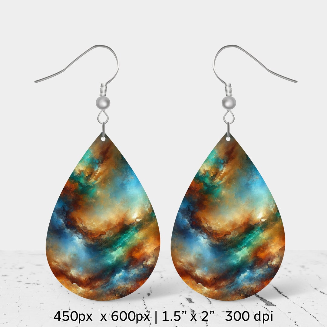 Corroded Copper Pattern Sublimation Earring Design, Teardrop Earring ...