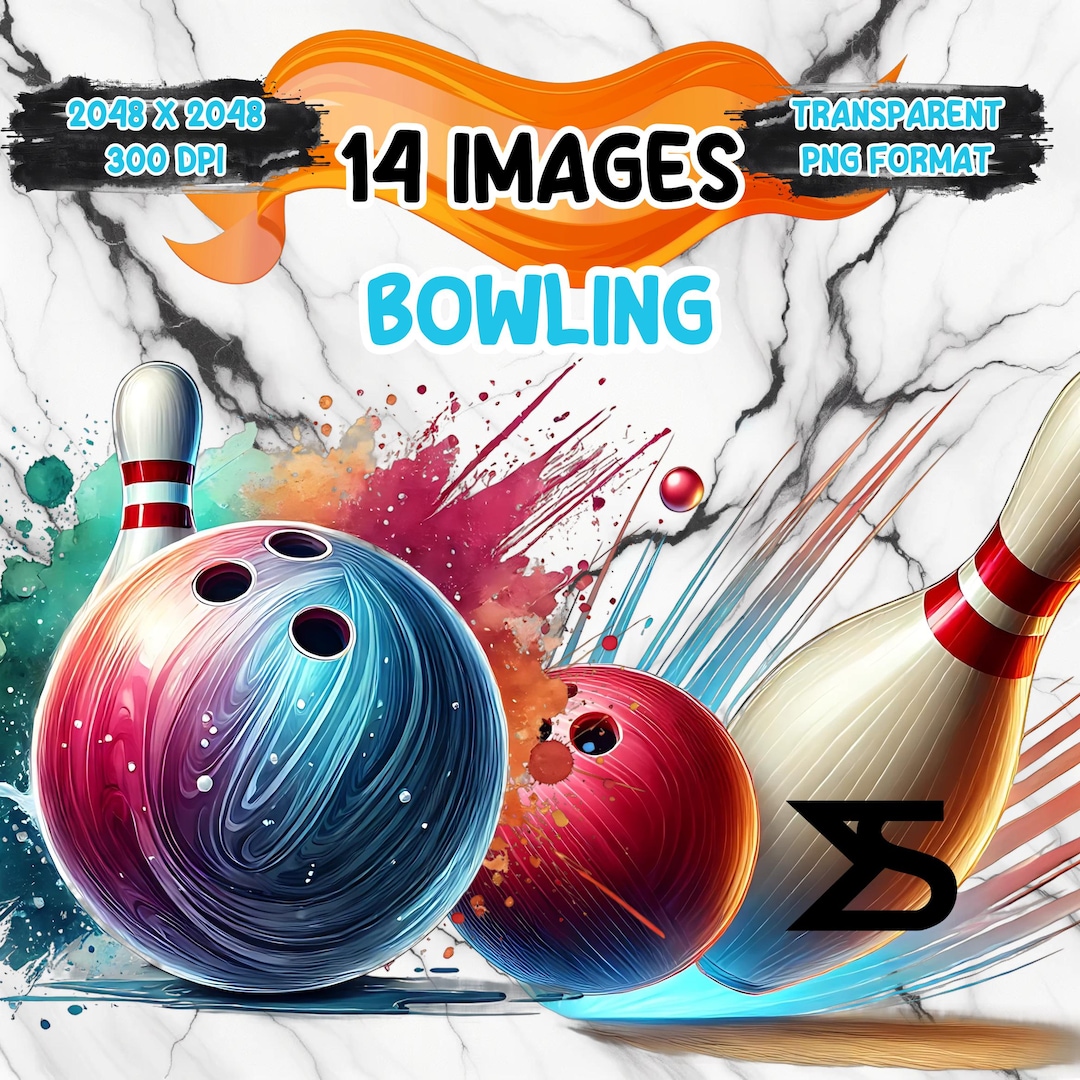 14 Watercolor Bowling Clipart, Bowling Pin Clipart Bundle, Commercial ...