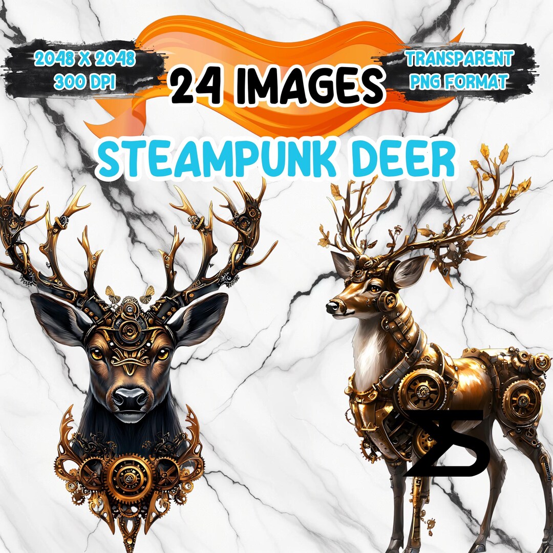 Watercolor Steampunk Deer PNG Image on Transparent Background, Digital ...