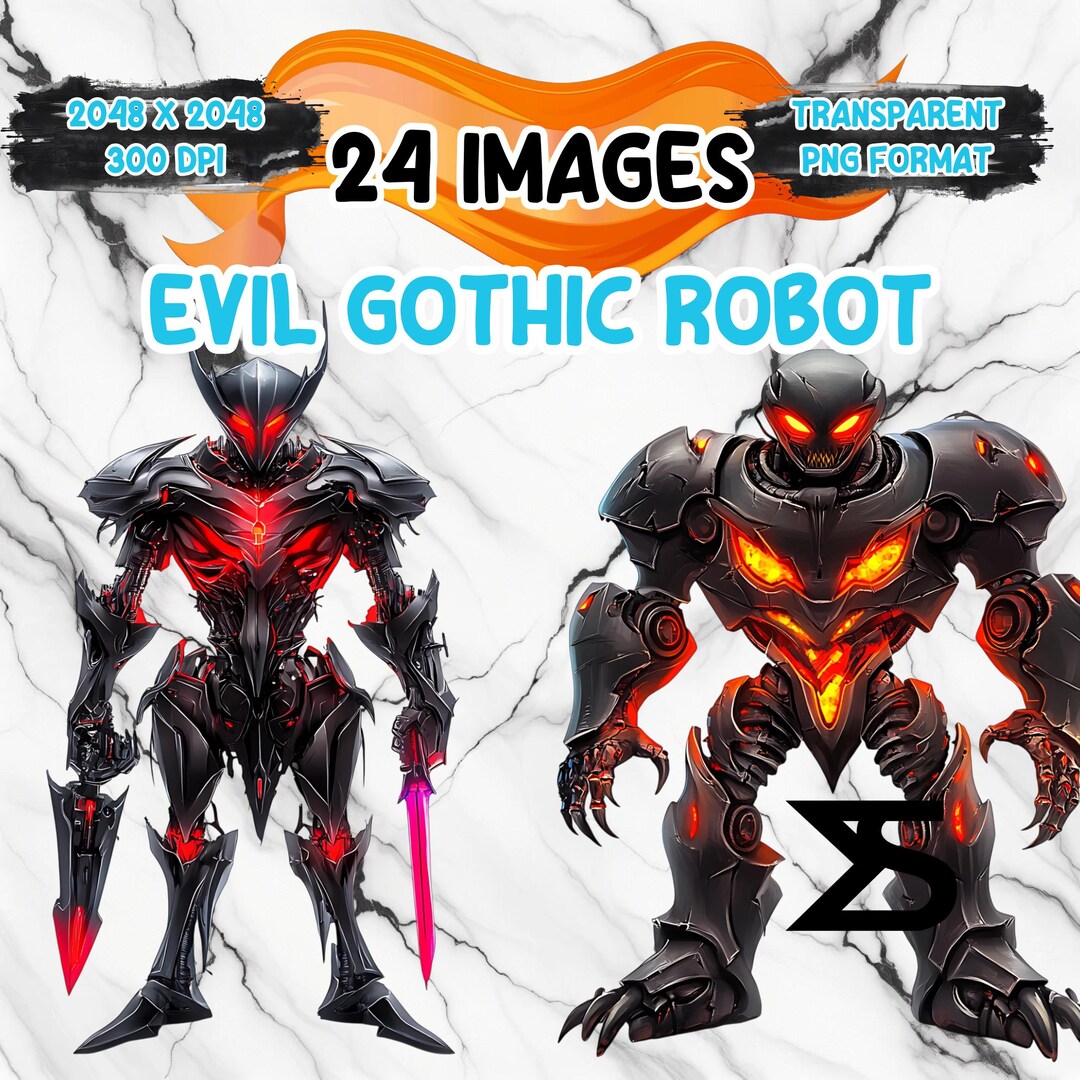 Watercolor Evil Gothic Robot PNG Image on Transparent Background ...