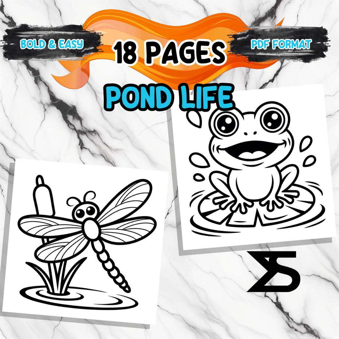 Pond Life Coloring Book, Printable Adult Coloring Book, Coloring Pages ...