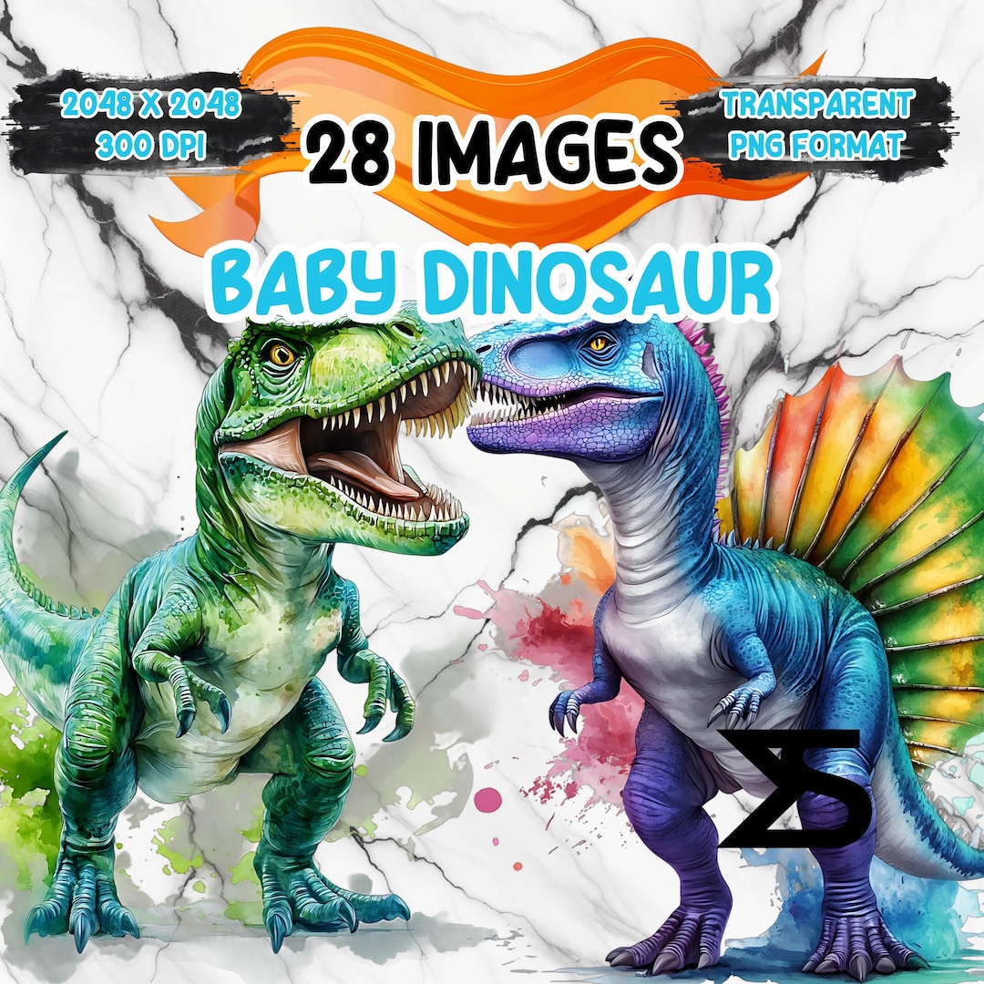 28 Watercolor Baby Dinosaur Clipart , T-rex Clipart, Clipart Bundle ...