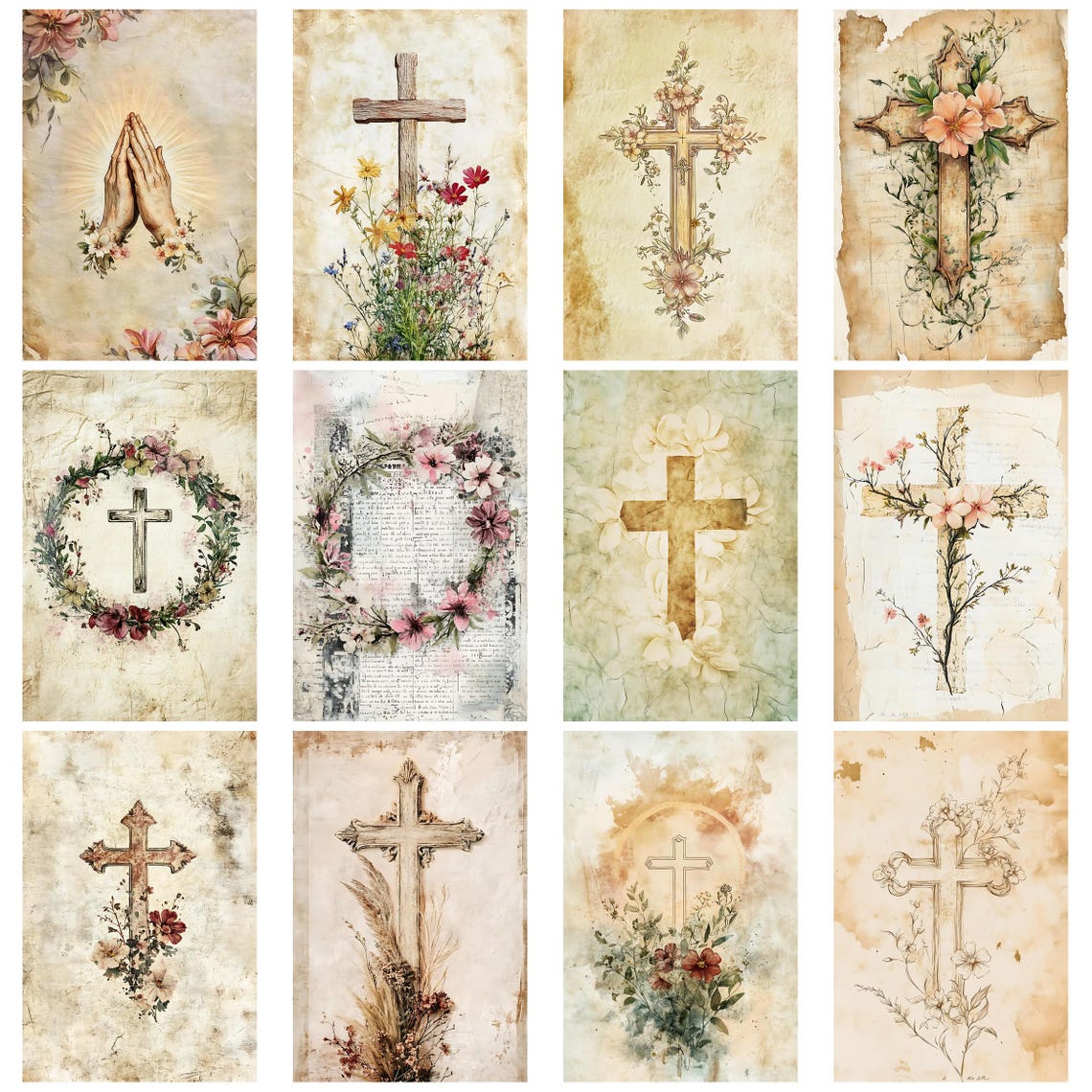 Boho Christian Pages Printable Junk Journal Kit Bible Verses Vintage ...