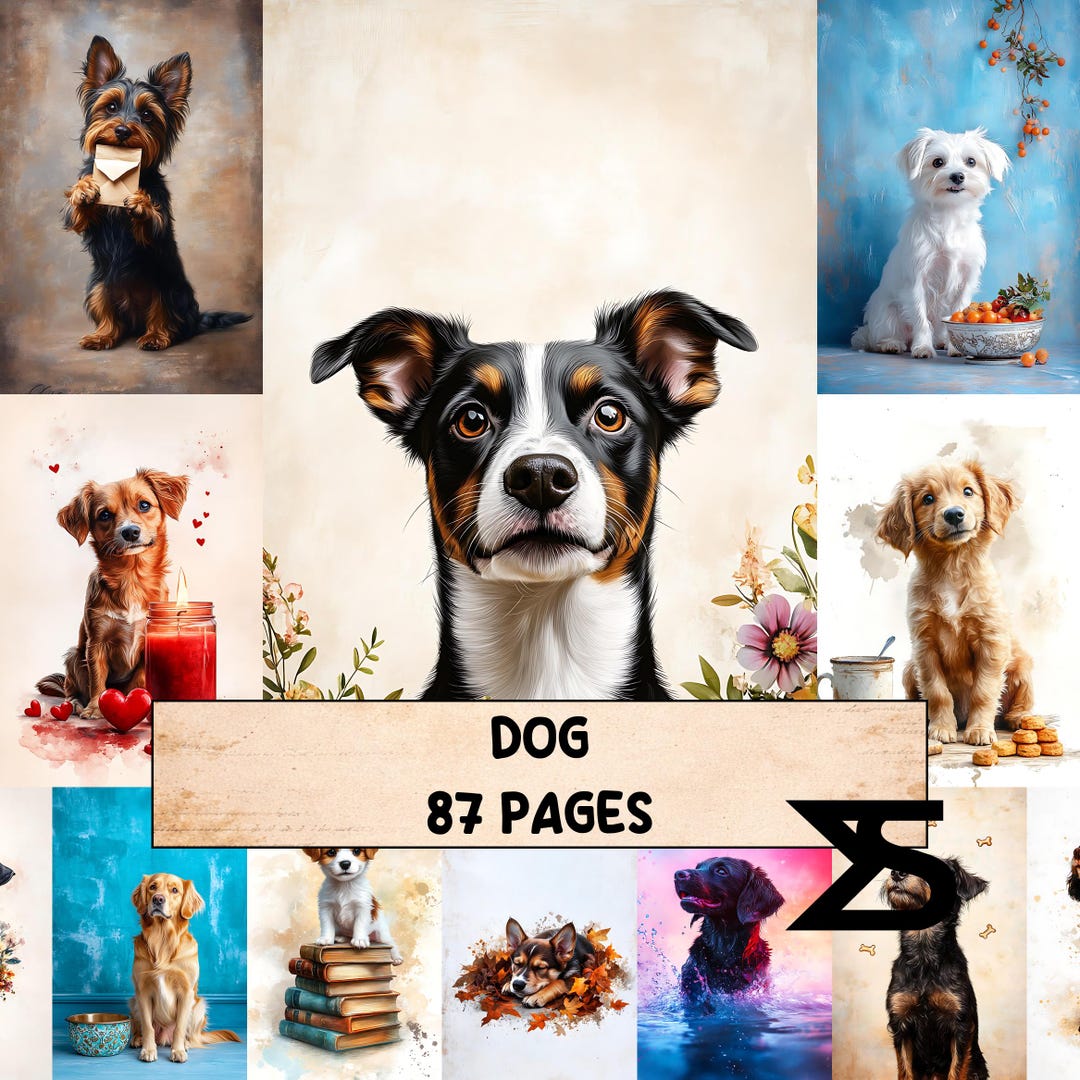 Dog Vintage Junk Journal Kit Ephemera Paper Pack for Collage ...