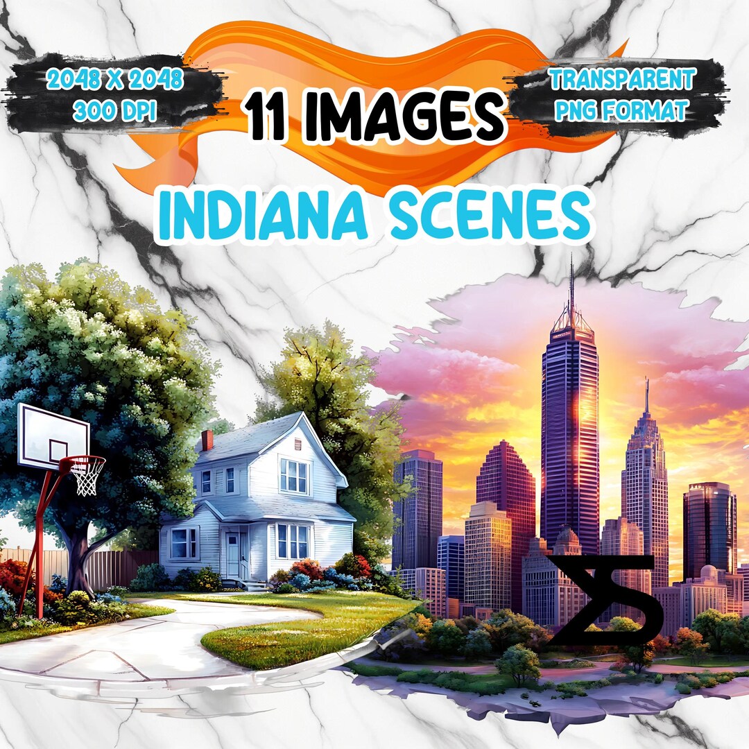Watercolor Indiana Scenes PNG Image, Indiana Clipart Bundle, Commercial ...