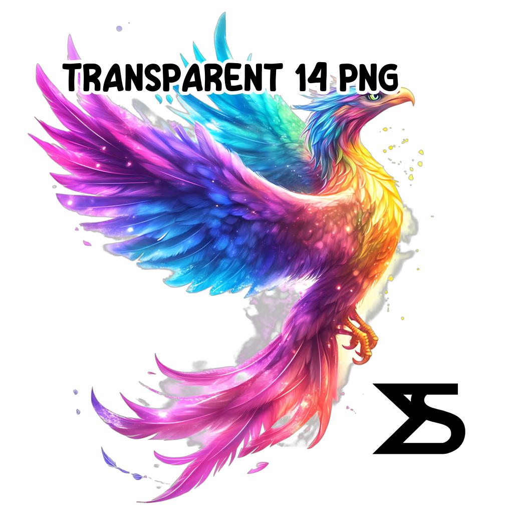 Watercolor Rainbow Phoenix PNG Image on Transparent Background, Digital ...