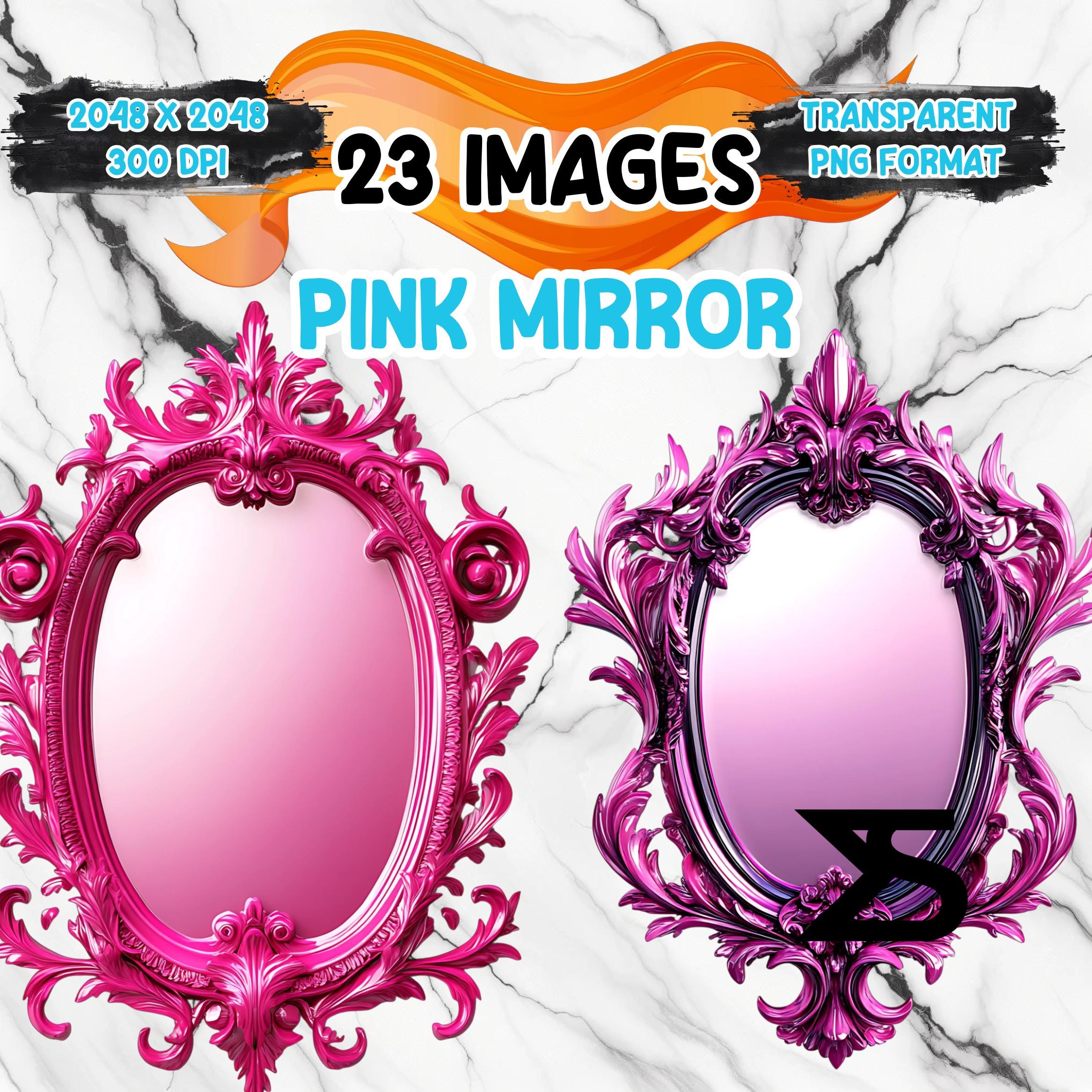 Watercolor Pink Mirror PNG Image on Transparent Background, Digital ...