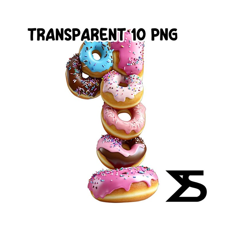 Watercolor Doughnut Number PNG Image on Transparent Background, Digital ...