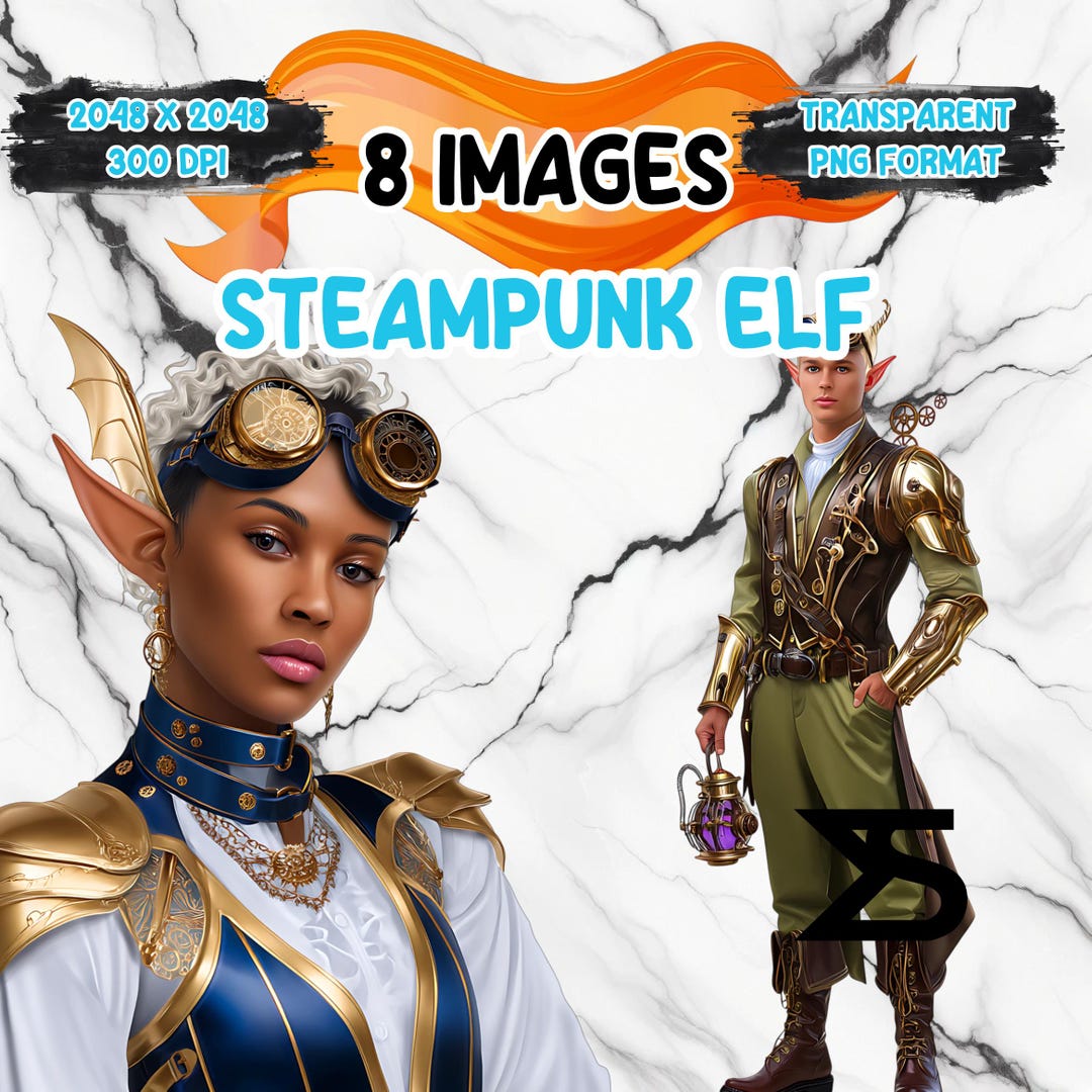 Watercolor Steampunk Elf PNG Image on Transparent Background, Digital ...
