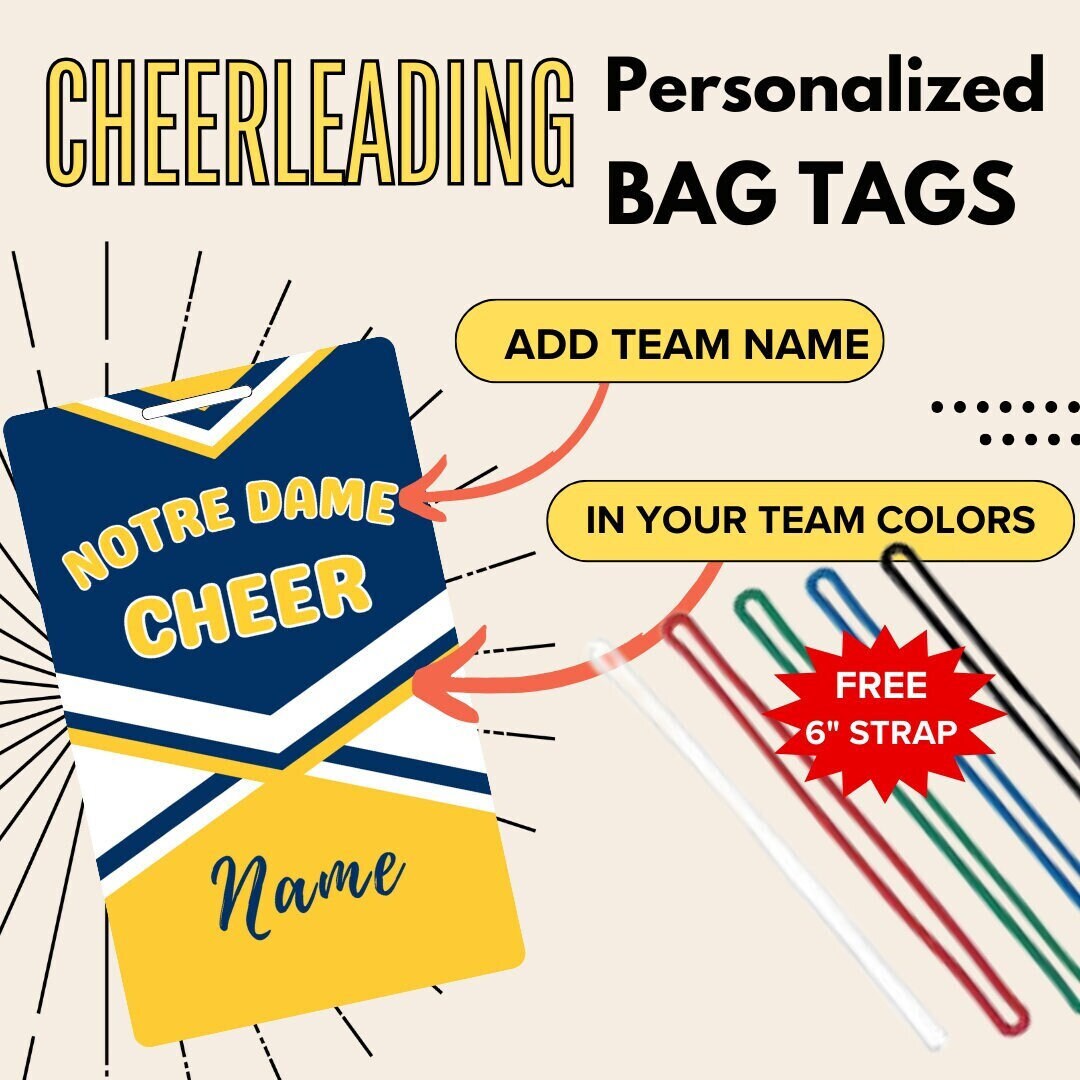 Personalized Cheer Bag Tag: Team Colors, Waterproof With Free Strap - Etsy