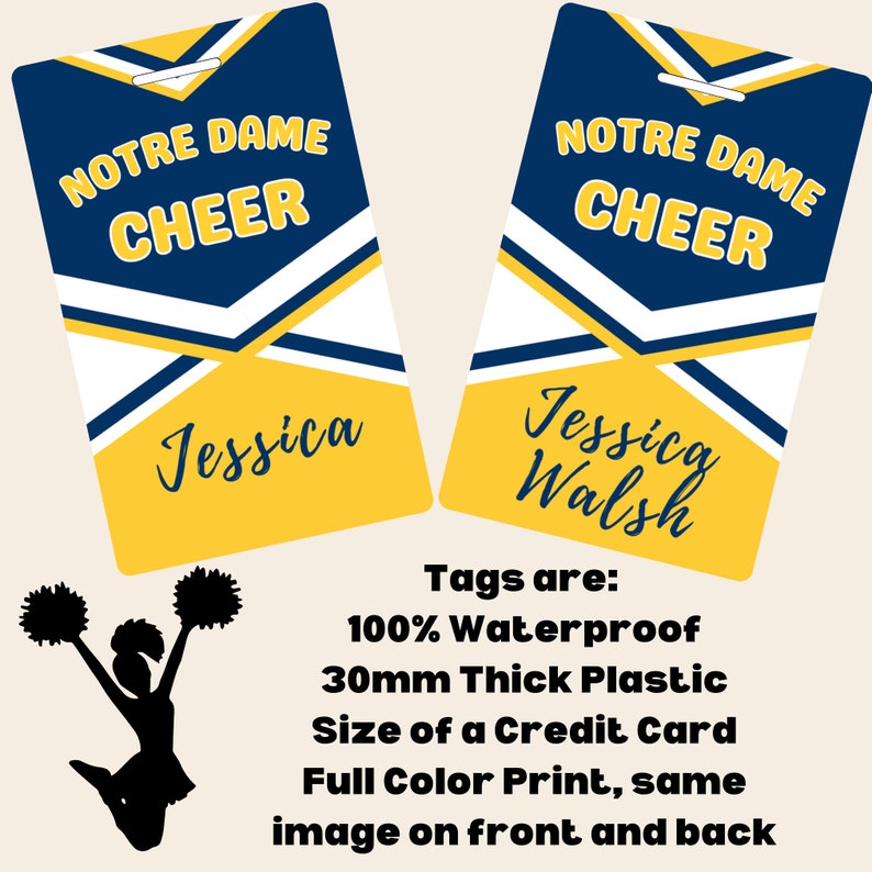 Personalized Cheer Bag Tag: Team Colors, Waterproof With Free Strap - Etsy