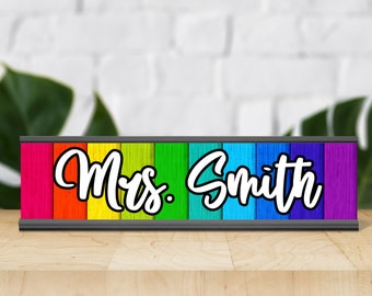 Rainbow Office Decor Work From Home Decor Rainbow Desk Sign Custom ...