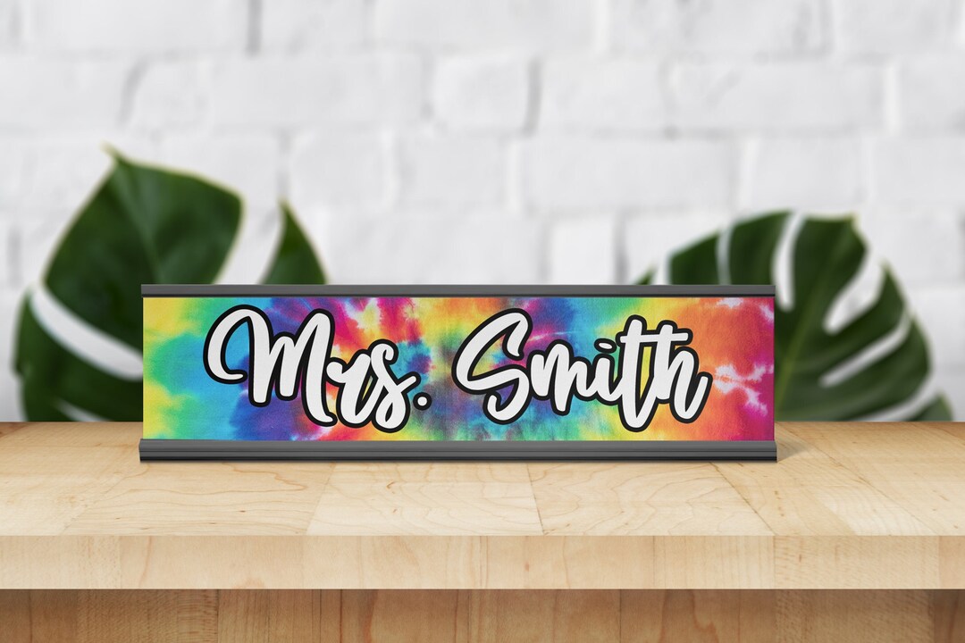 Rainbow Tie-dye Custom Desk Nameplate Teacher Desk Name - Etsy