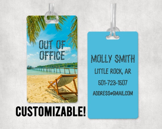 CUSTOM Out of Office Luggage Tag Fun Custom Bag Tag Custom | Etsy