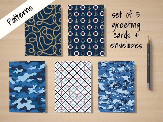 SET OF 5 Sailor Recruit Greeting Cards Navy Pattern RTC - Etsy
