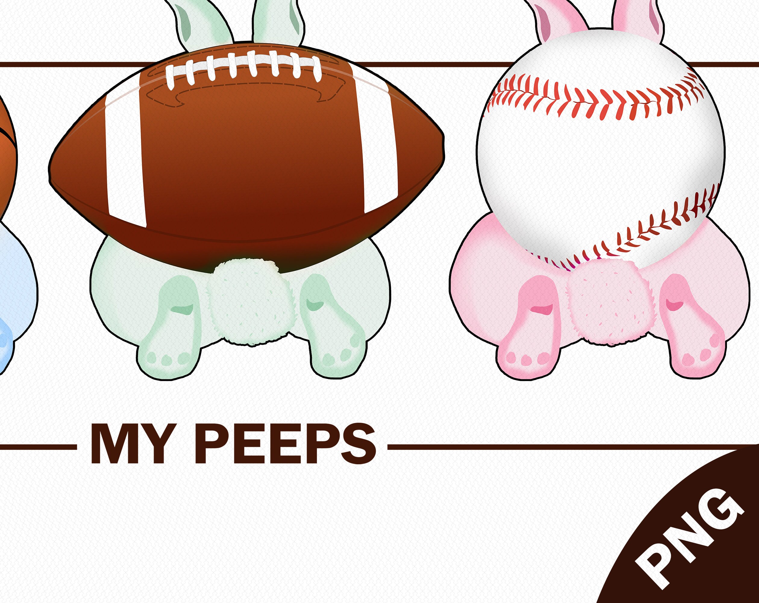 My Peeps Png, Bunny Sports, Basketball, Football, Baseball Bunny, Cute ...