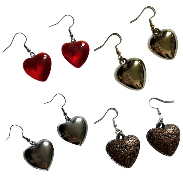 3D Dainty Puffed Heart Necklace With Rope, String Design Sacred Heart ...