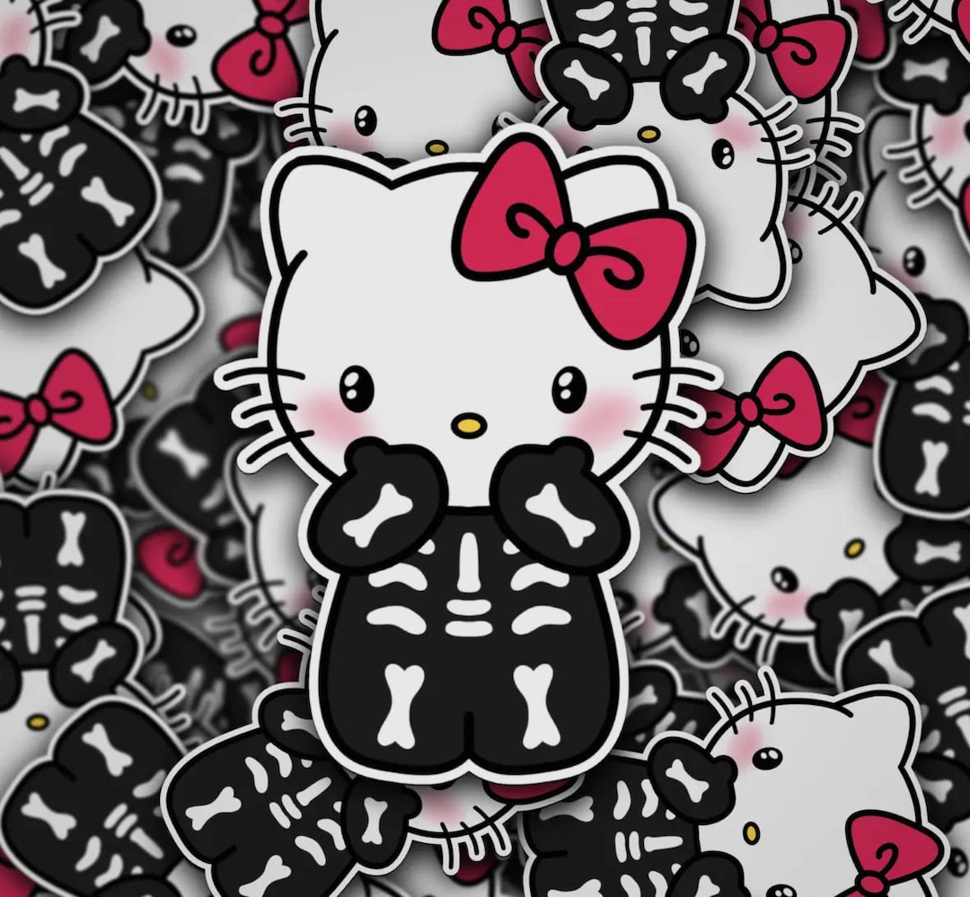 Skeleton Hello Kitty Sticker - Etsy