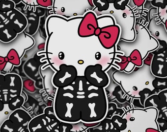 White Skeleton Hello Kitty Sticker - Etsy