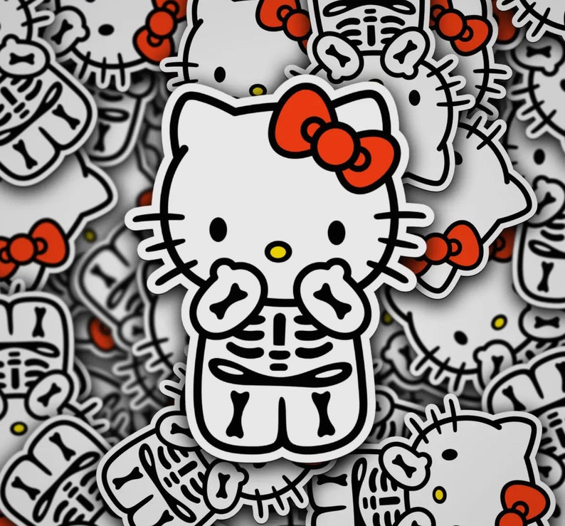 White Skeleton Hello Kitty Sticker - Etsy
