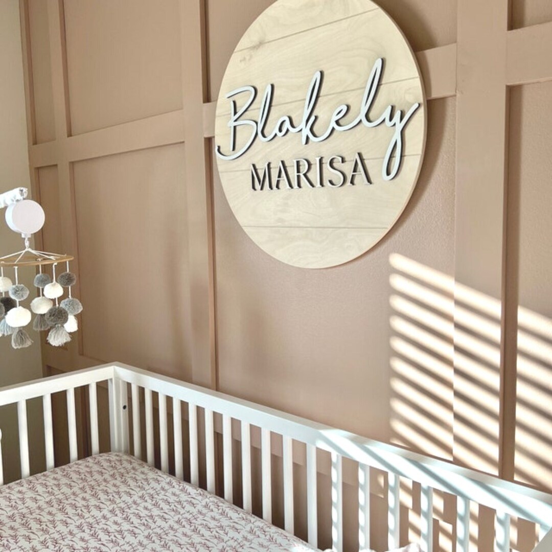 Personalized Round Name Decor for Kids - Whimsical Baby Room Plaque ...