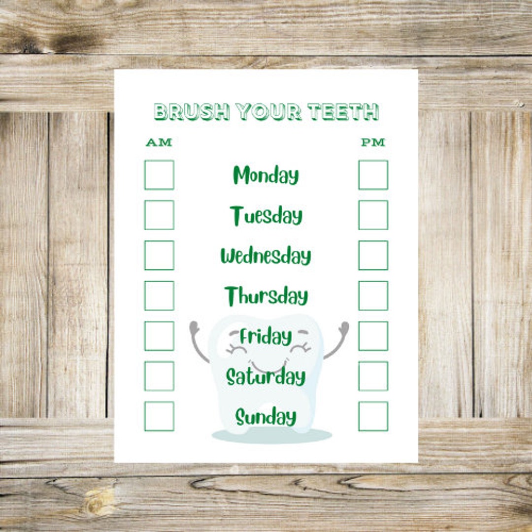 Toothbrush Chart- Green - Etsy