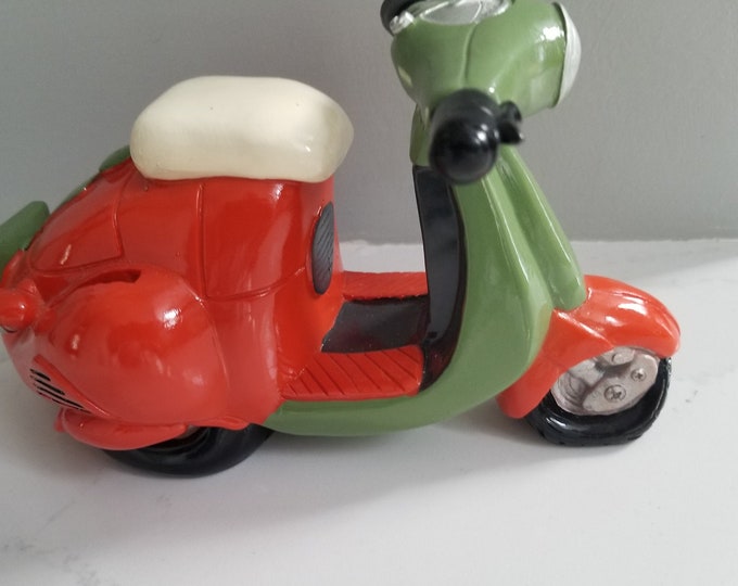 VESPA Scooter FUN Orange Scooter BANK Ceramic Coin Piggy Bank Tirelire ...