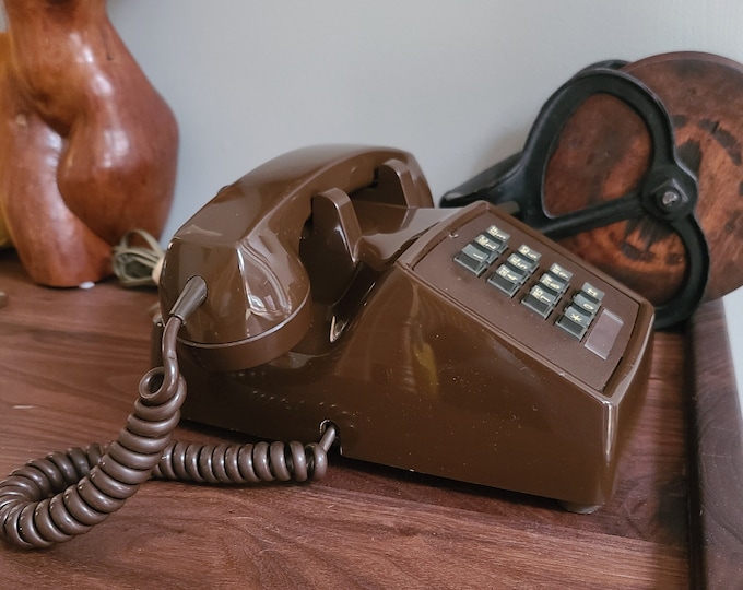 Vintage Chestnut Brown Desk Phone Push Button Telephone, Northern ...