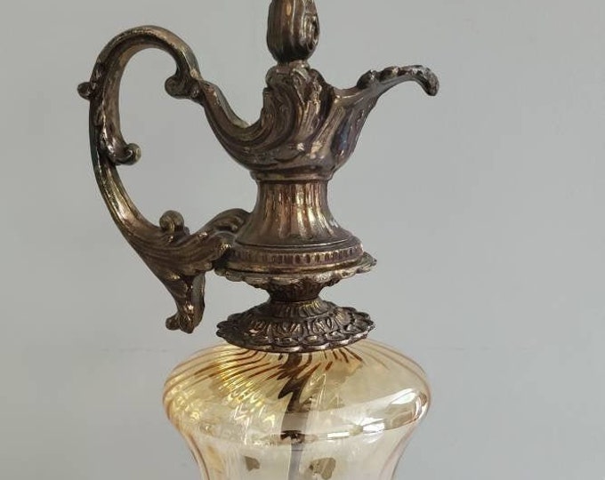 Beautiful Vintage Ornate Metal & Glass Ewer Shaped Table Lamp ...