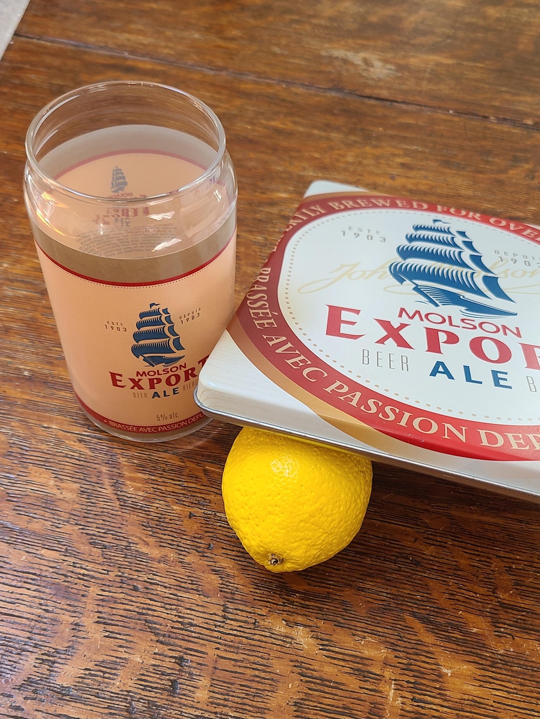 Molson Export Vintage 500ml Can Shaped Glass & Matching Slim Case ...