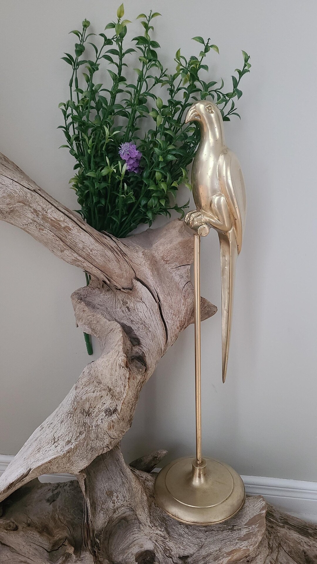 Brass Parrot on Perch, XTRA 20 Tall Heavy Brass, Stately 1960's Solid ...