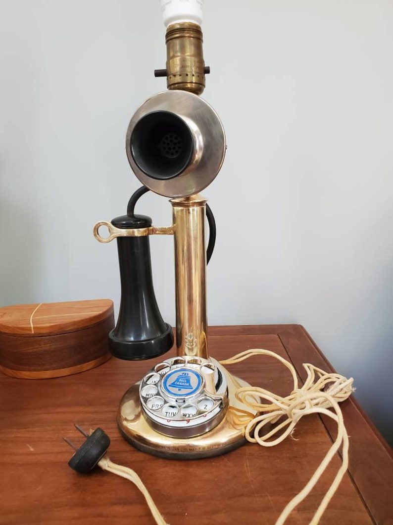 Authentic 1920 Bell-era Brass Candlestick Telephone Lamp – Patent ...