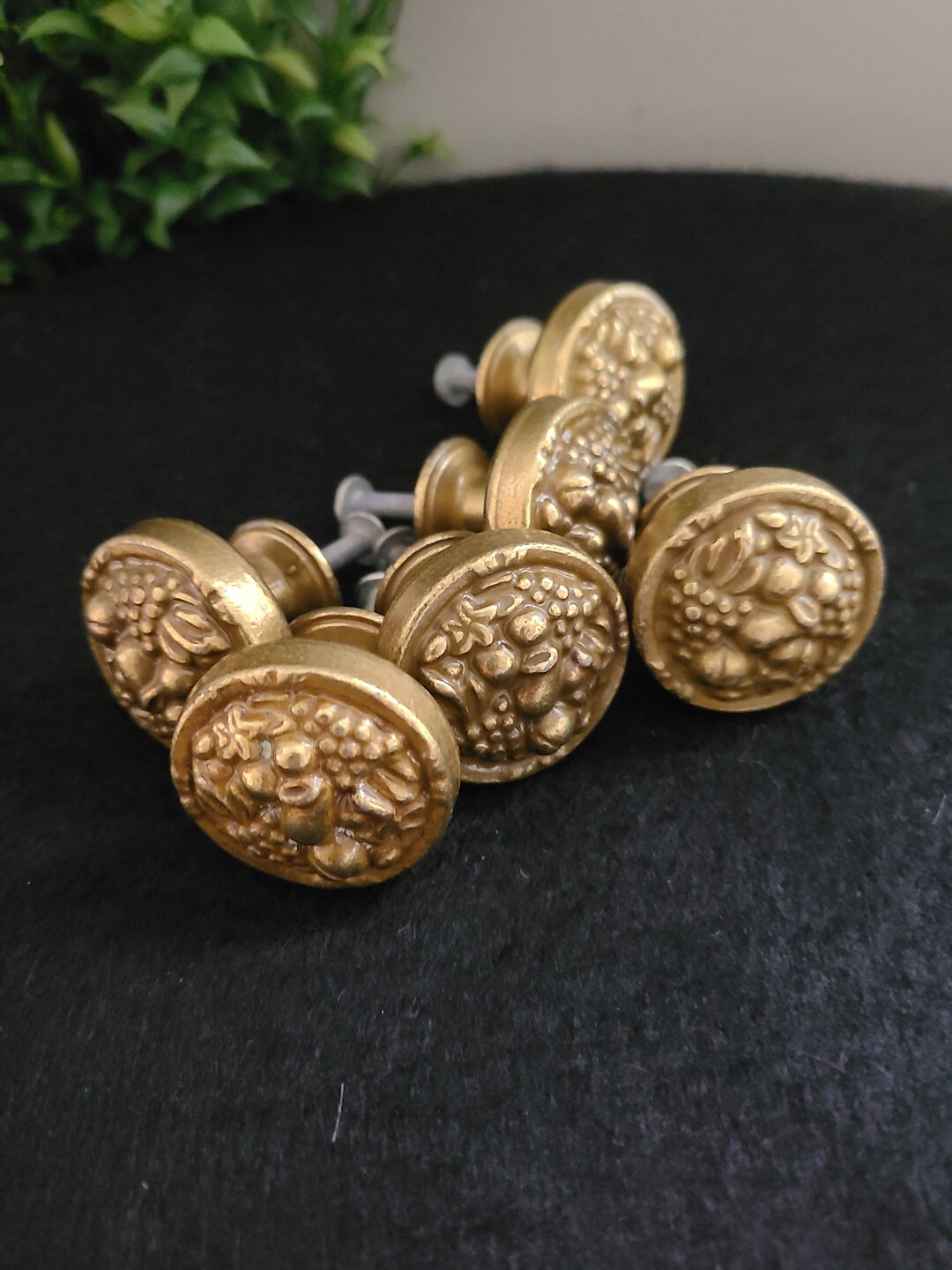 Amerock Fruit Design Knobs 6 Round Antique Brass Cabinet - Etsy