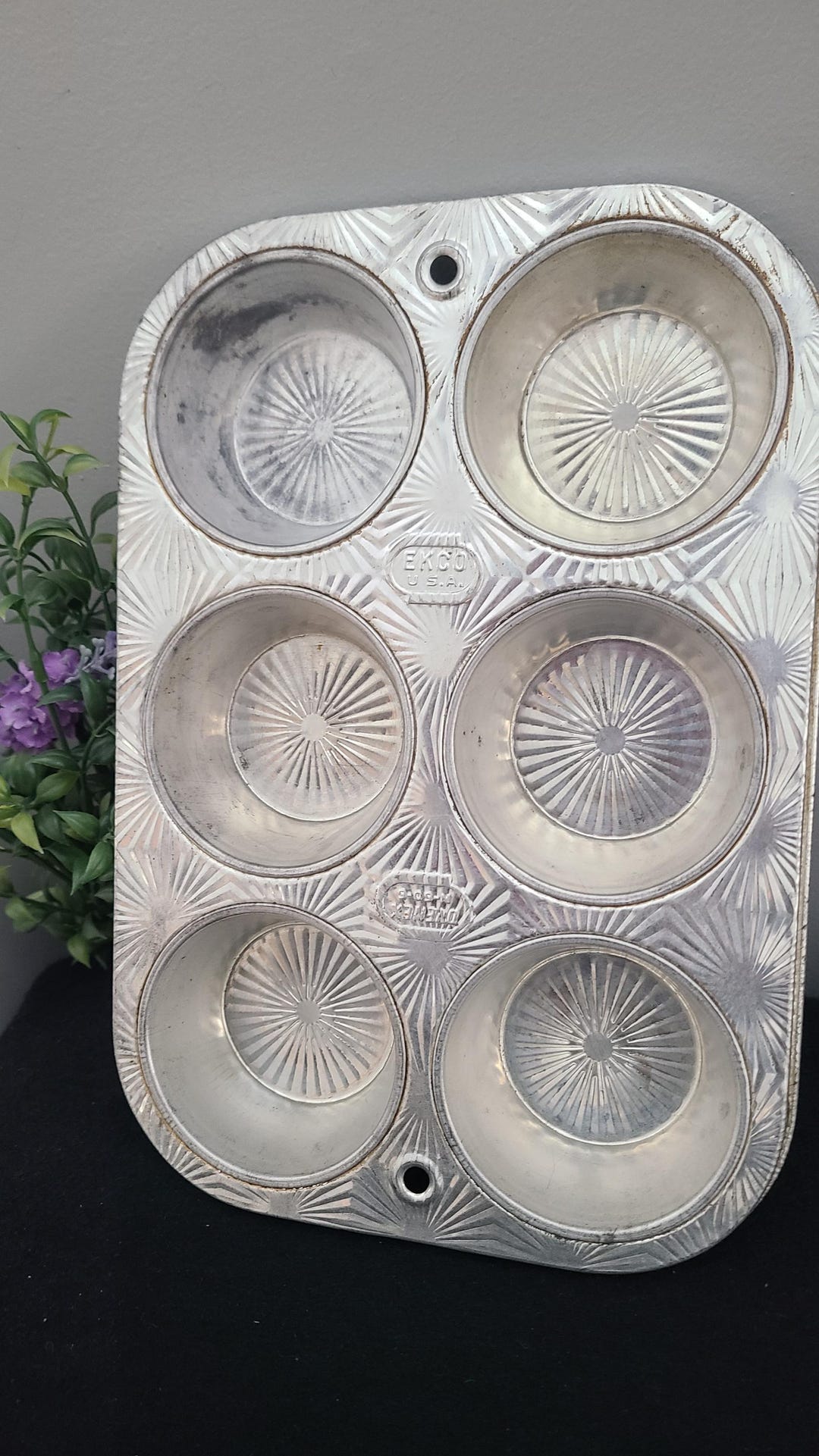 Vintage Ecko Ovenex Starburst 6 Hole/ Cup Muffin Tin N-60-6 Baking Pan ...