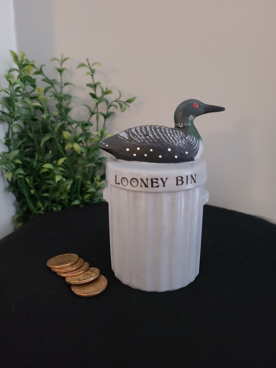 Vintage 'looney Bin' Coin Bank Ceramic Duck Funny Cash Collector's Bank ...