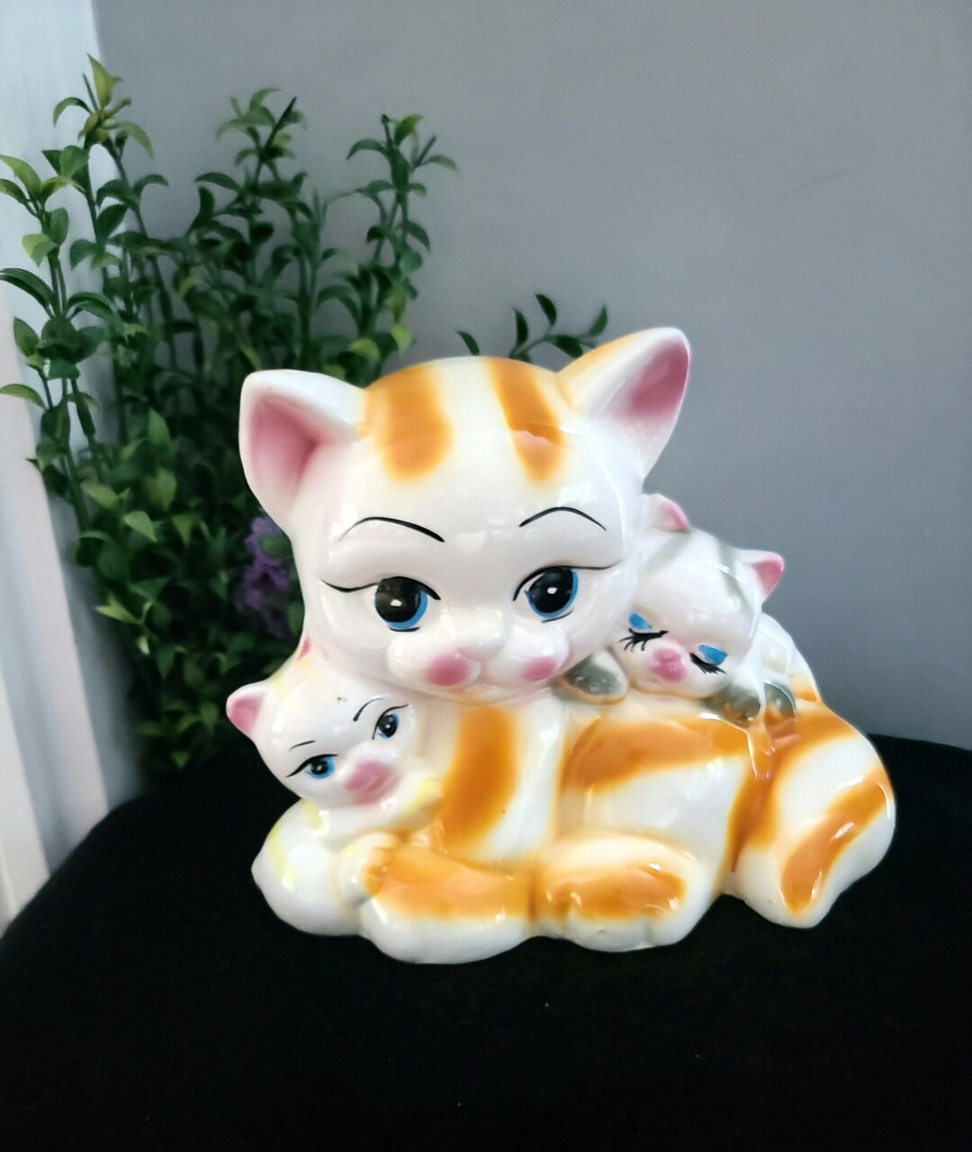 Adorable 1960's Cozy CAT Bank, Feline Family Trio Piggy Bank, Made in ...