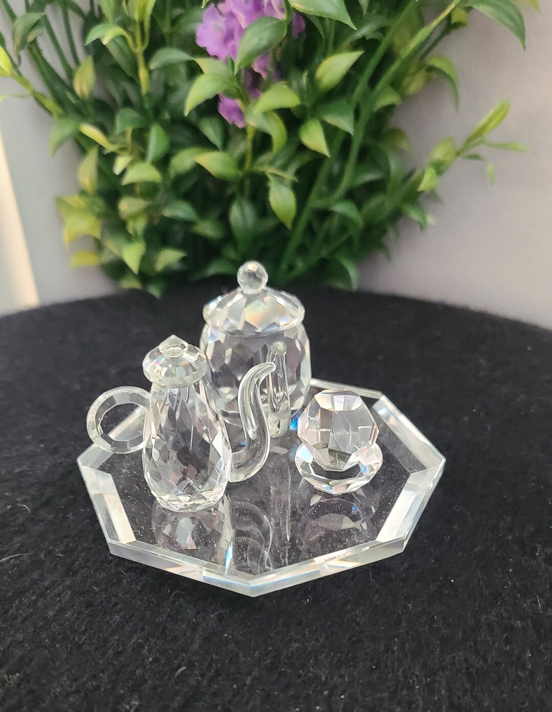 Miniature Crystal Tea Set, 3D Tea Party, Tea Pot/coffee Pot and Cups ...