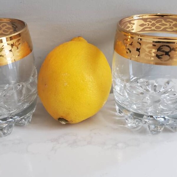Gold Rim Drinking Glasses - Etsy
