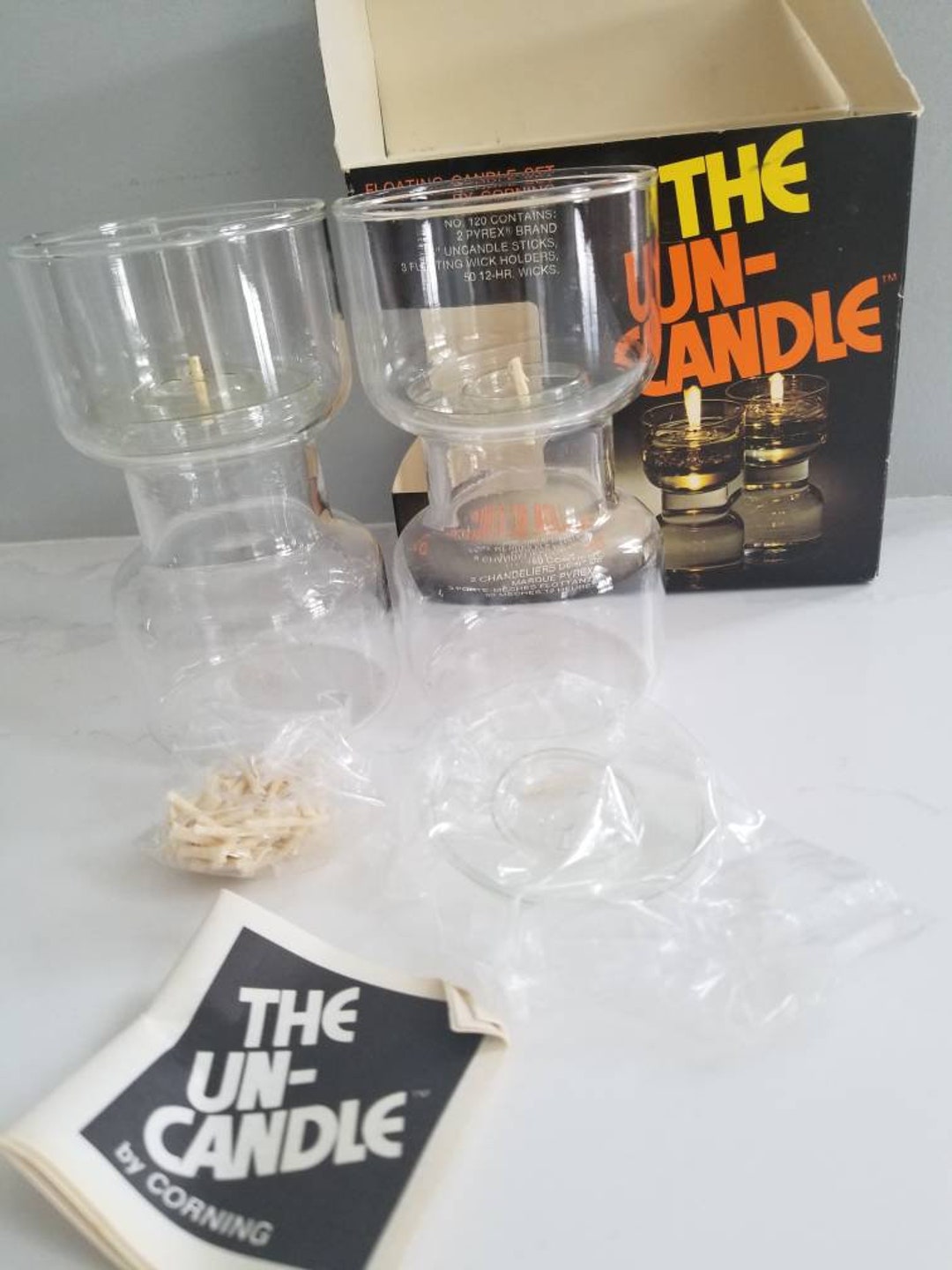 Vintage Un-candle by Corning 1970's Floating Candle Refillable Candles ...