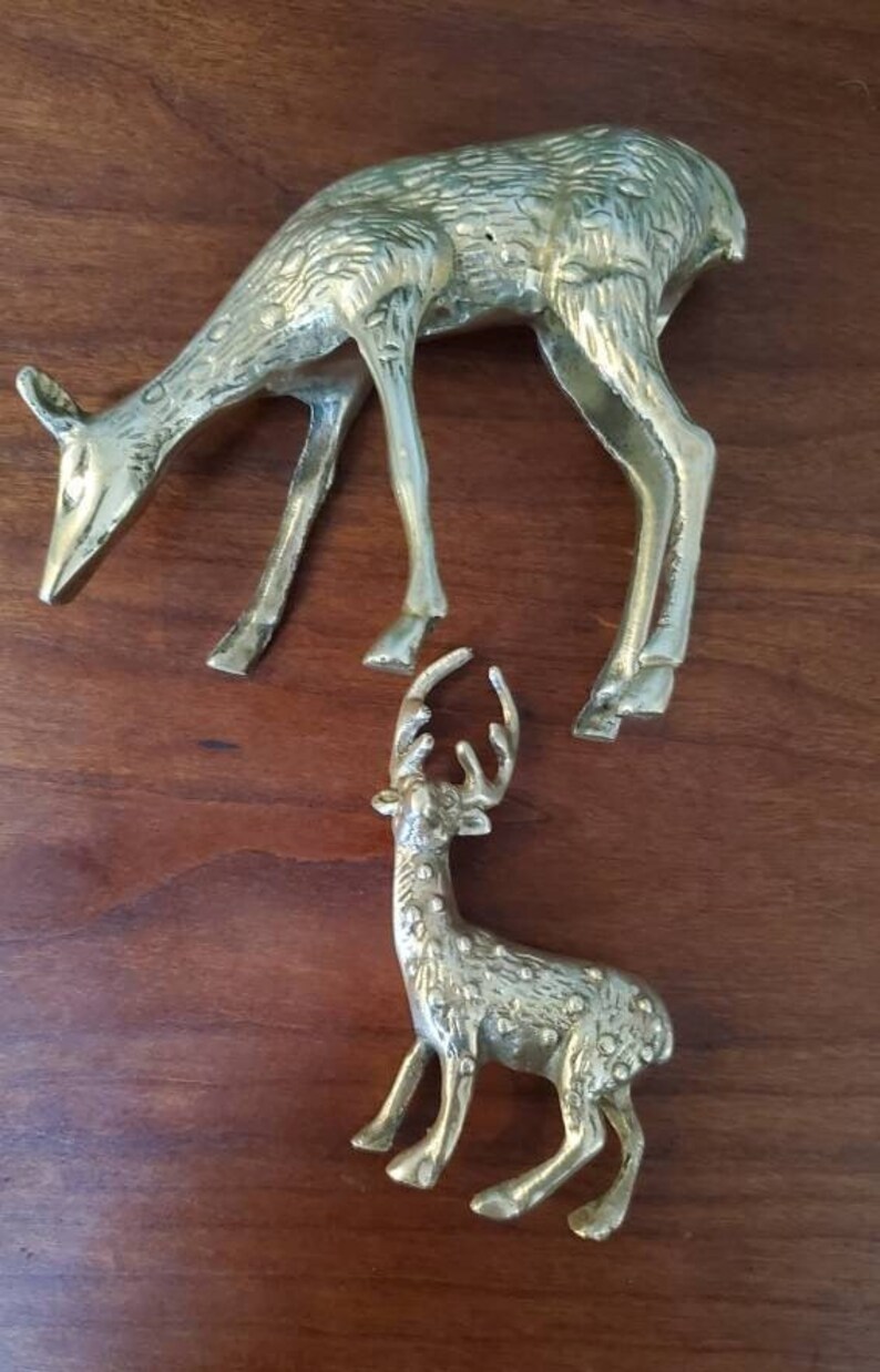 Vintage Brass Stag and Doe Deer Figurines CLASSY Mid-century | Etsy