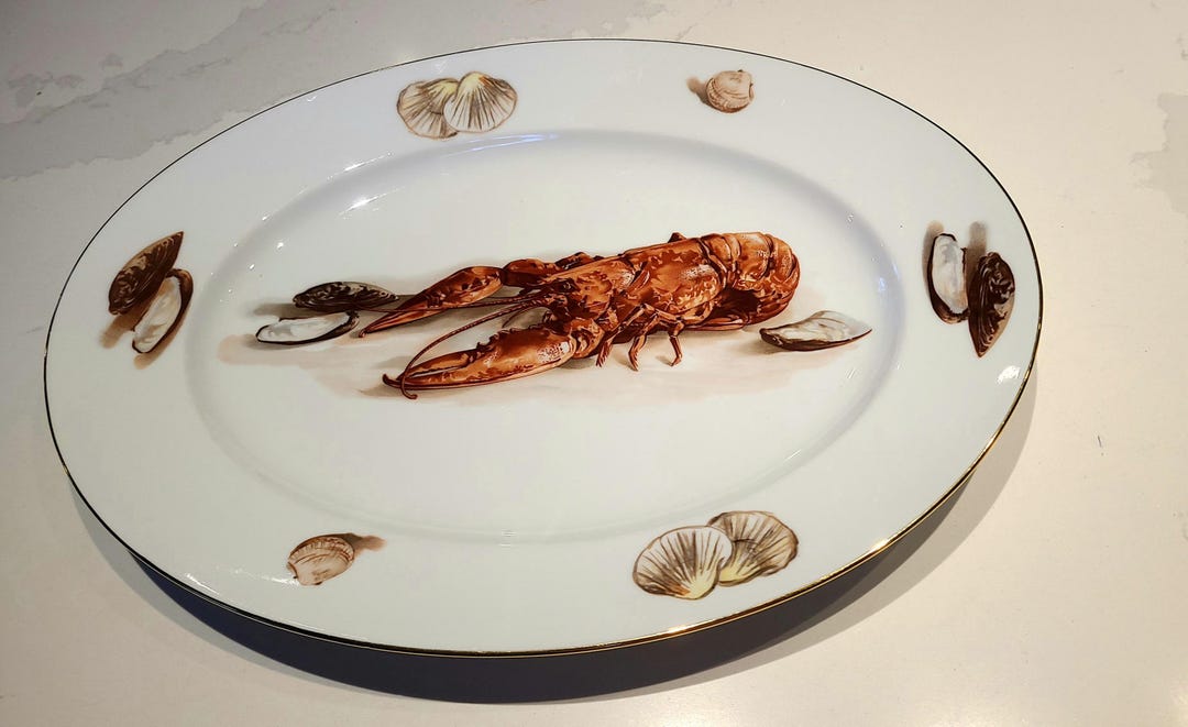 Lobster Platter, German JWK Kuba Porzellan, Large Oval Porcelain ...