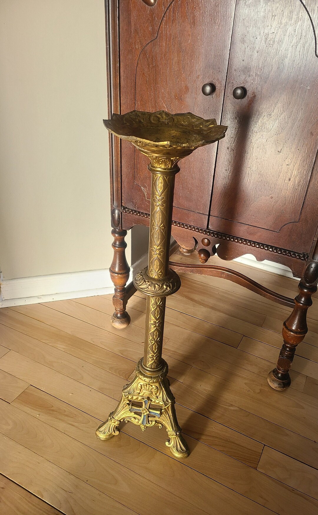 Antique Brass Altar Candle Holder, Ornate Church Candlestick, 24 Tall ...