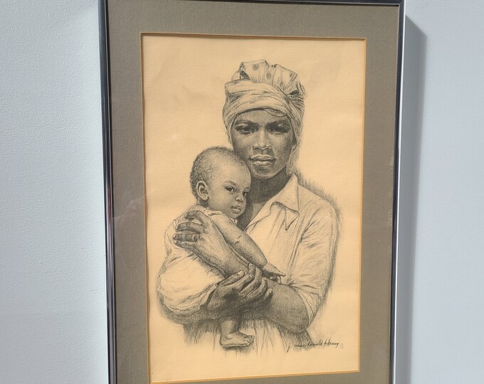Vintage Art Charcoal Print by J Macdonald Henry Jamaican Madonna Mother ...