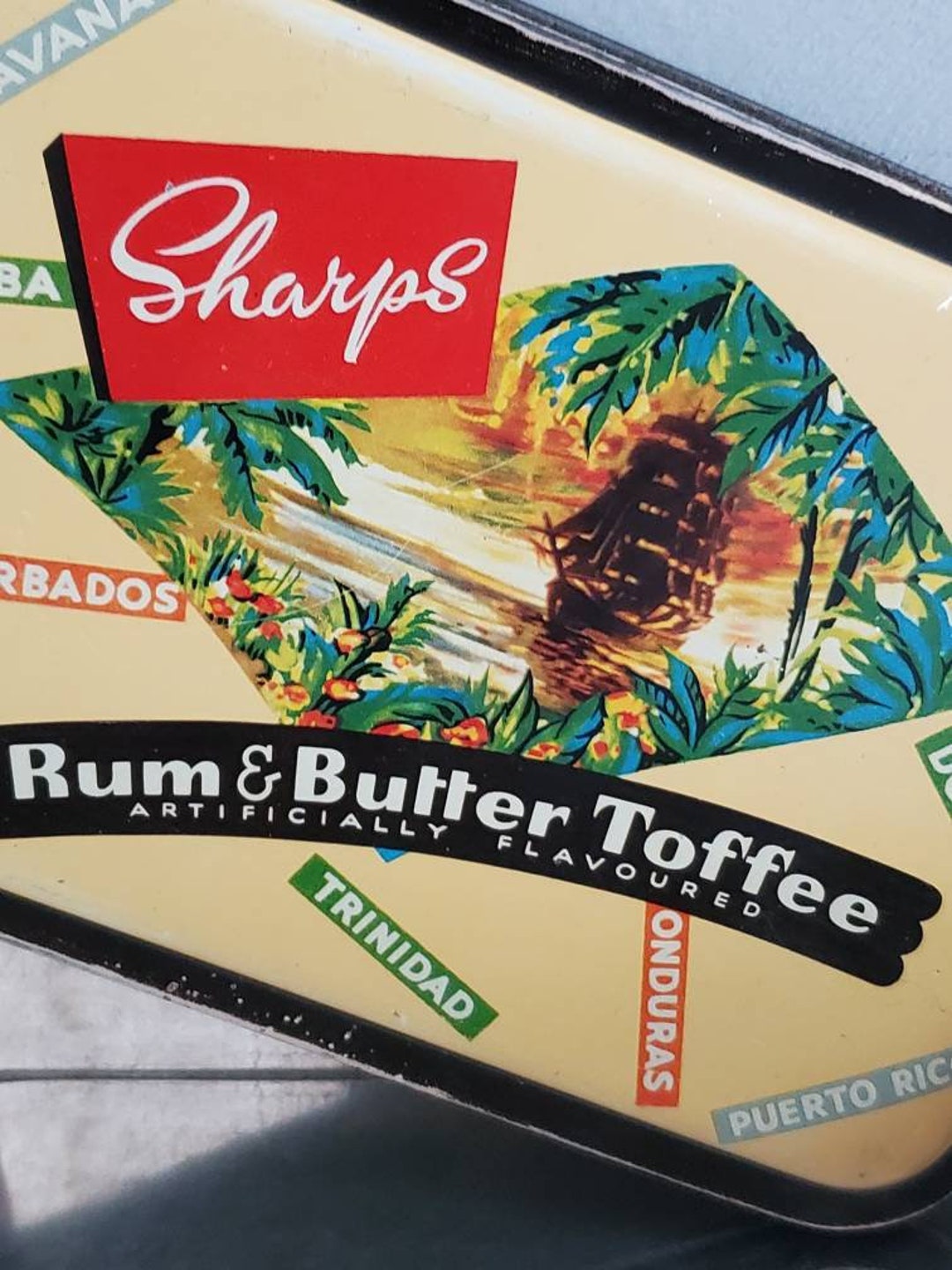 English 1960s SHARPS Rum & Butter Toffee Tin Metal Collectible ...