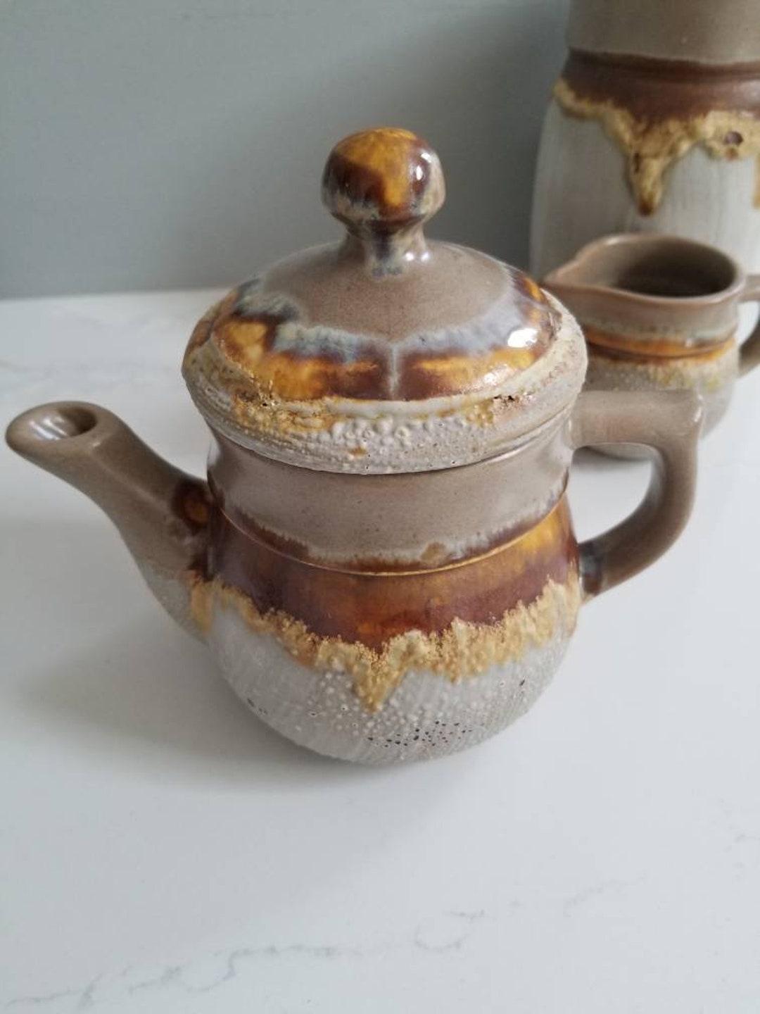 Vintage Laurentian Tundra Pottery Lava Drip Tea Set Glaze Art 4 Piece ...